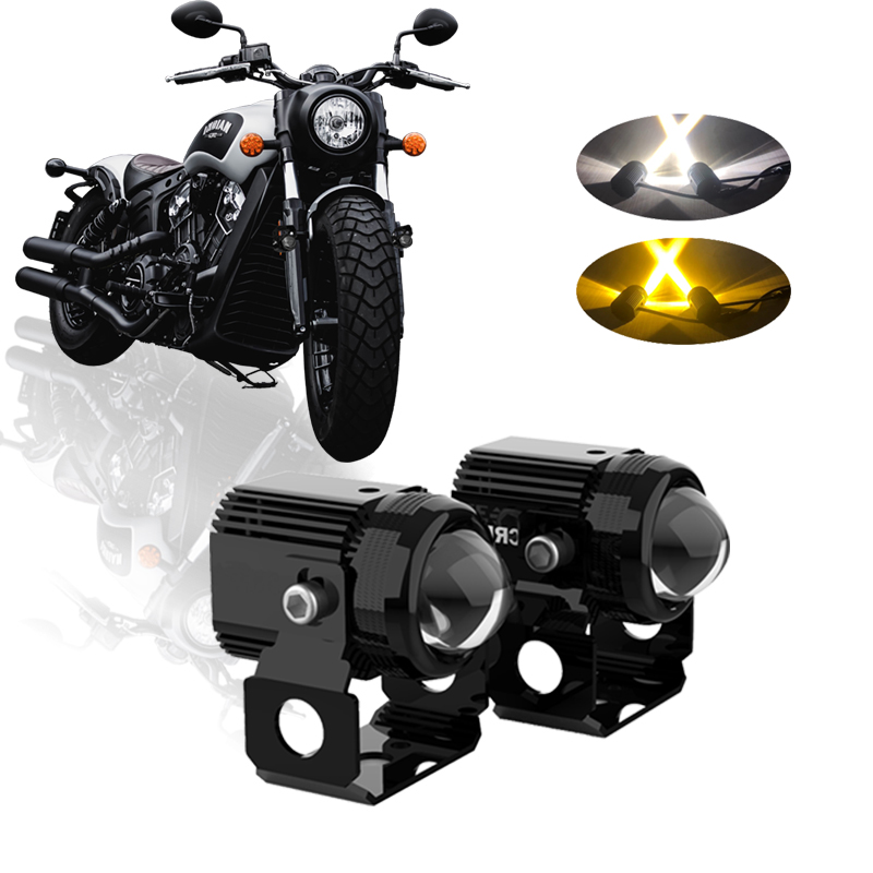 Doxmall 1Pair Motorcycle LED Auxiliary Lights with Flood White Yellow ...