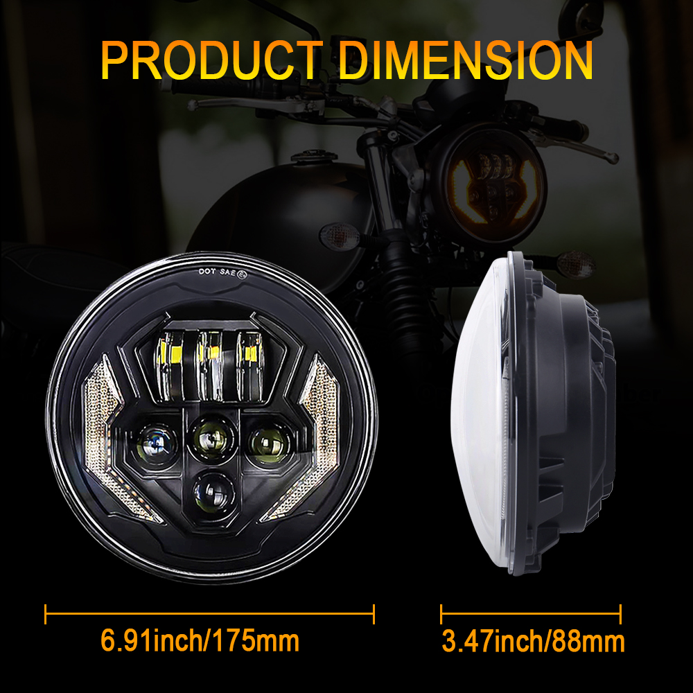 DOXMALL New Stylish 7 Inch Motorcycle Headlights DOT Approved Headlamp ...