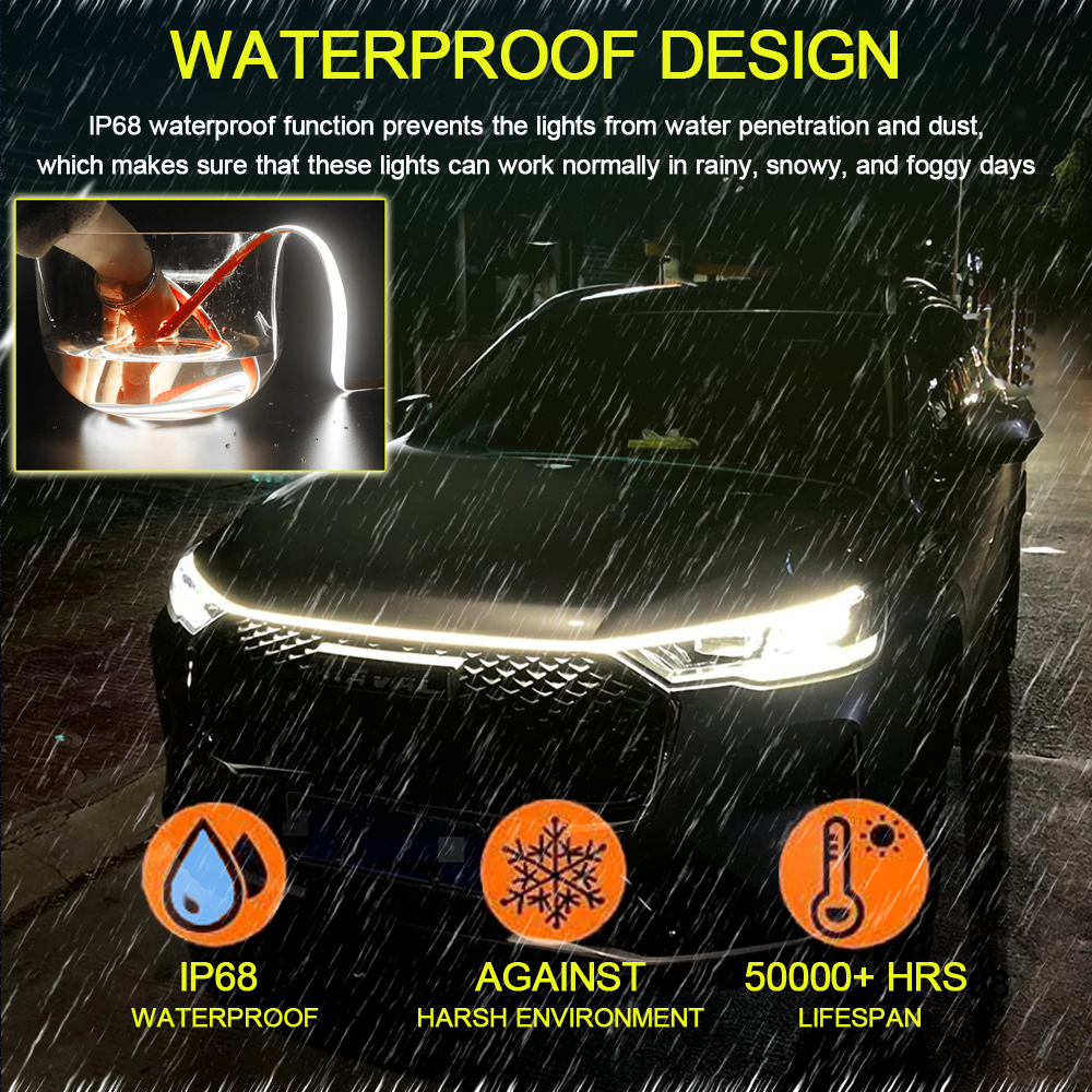 Doxmall 59 Inch Dynamic White Car Hood Light Strip with Scanning ...