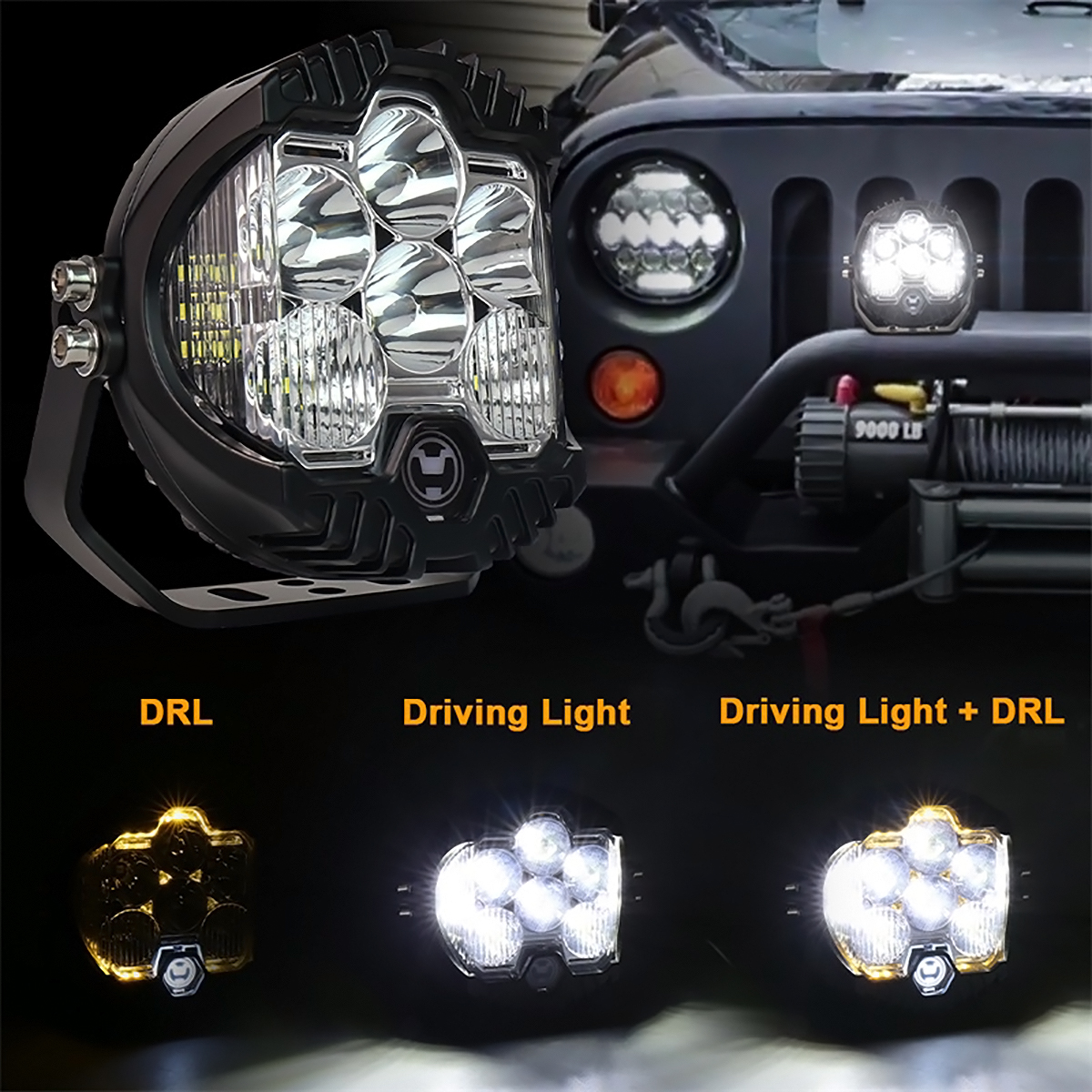DOXMALL 5 Inch Led Offroad Driving Fog Light With White Driving Beam ...