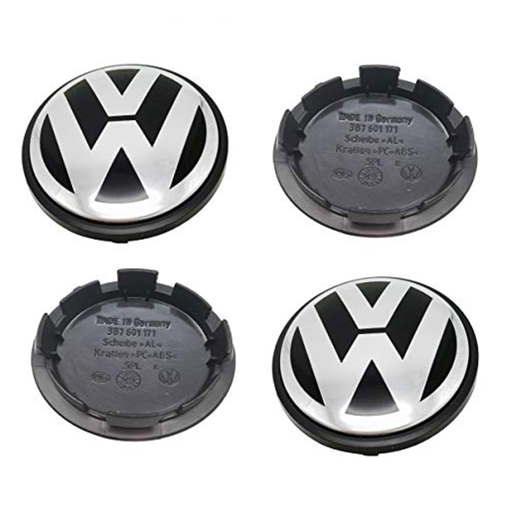 Black VW Logo Emblem Badge Wheel Center Hub Caps For Volkswagen 56mm ...